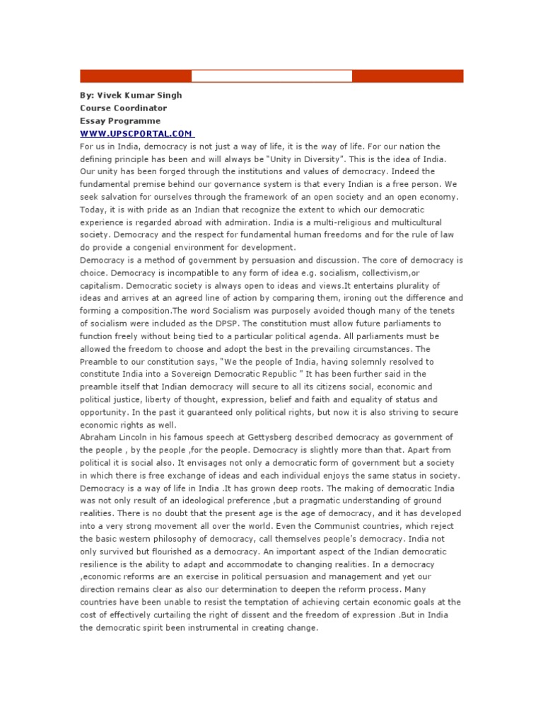 In India Democracy Is Way of Life: By: Vivek Kumar Singh Course ...