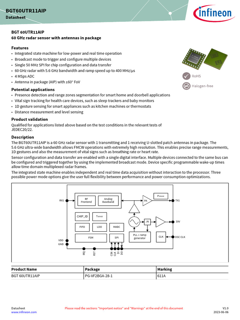 Infineon Ds Bgt60utr11aip Datasheet v01 00 en | PDF | Analog To Digital Converter | Microcontroller