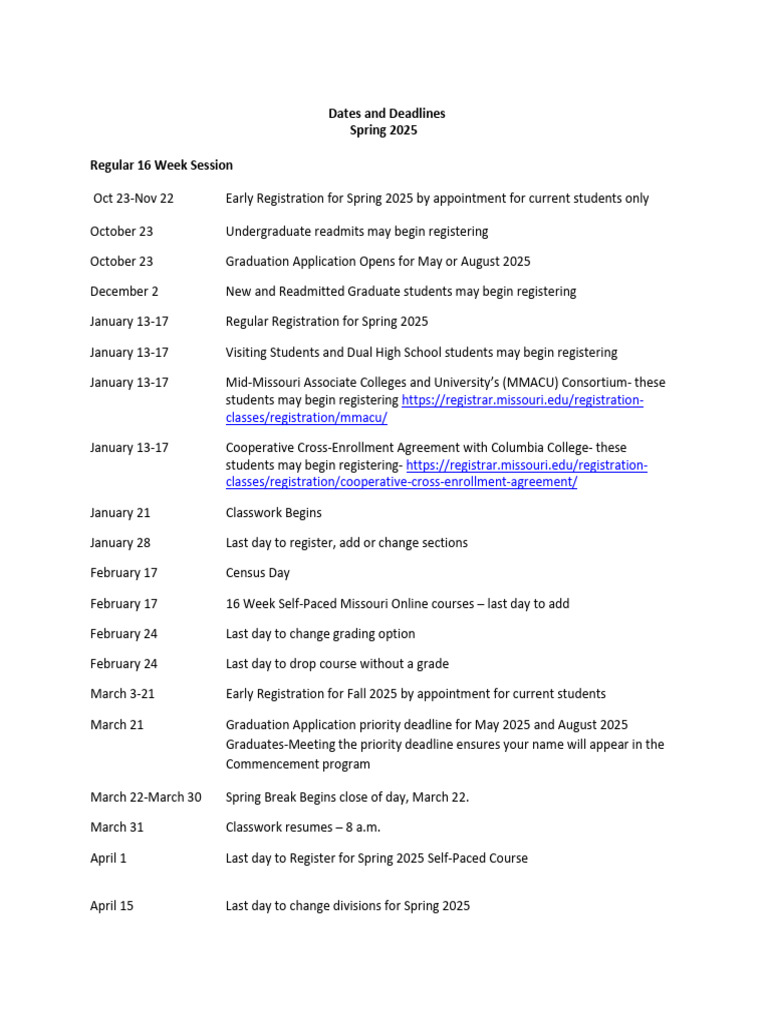 ECU Spring 2025 Academic Calendar | PDF | Academia