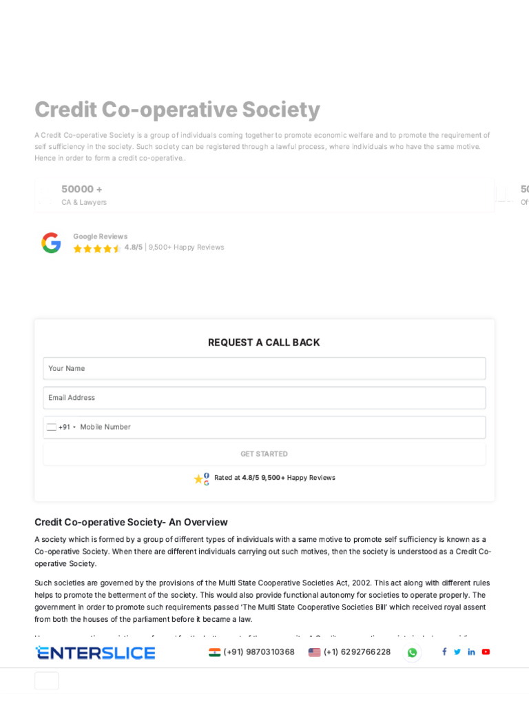 Credit Co-Operative Society Registration - Procedure and Benefits ...