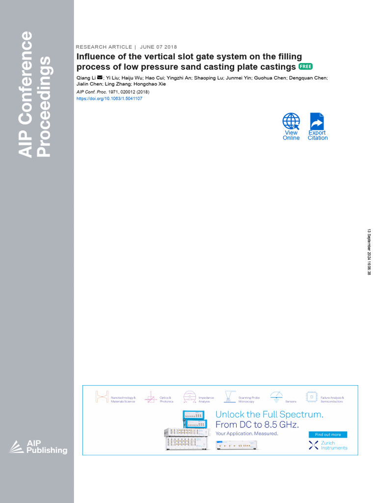 Influence of The Vertical Slot Gate System On The Filling Process of Low Pressure Sand Casting ...