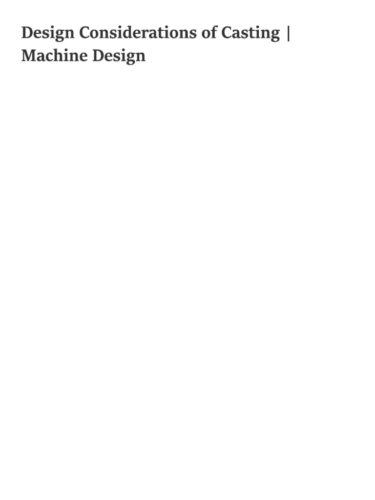 Design Considerations of Casting Machine Design | PDF