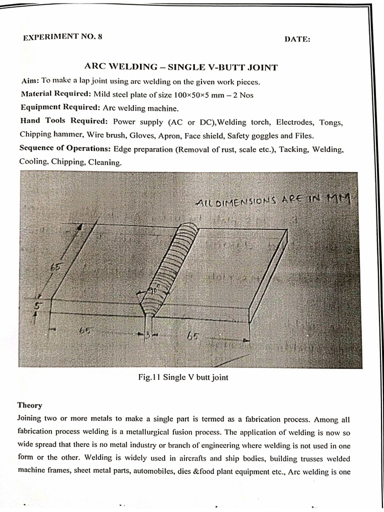 Arc Welding V - Butt Joint | PDF