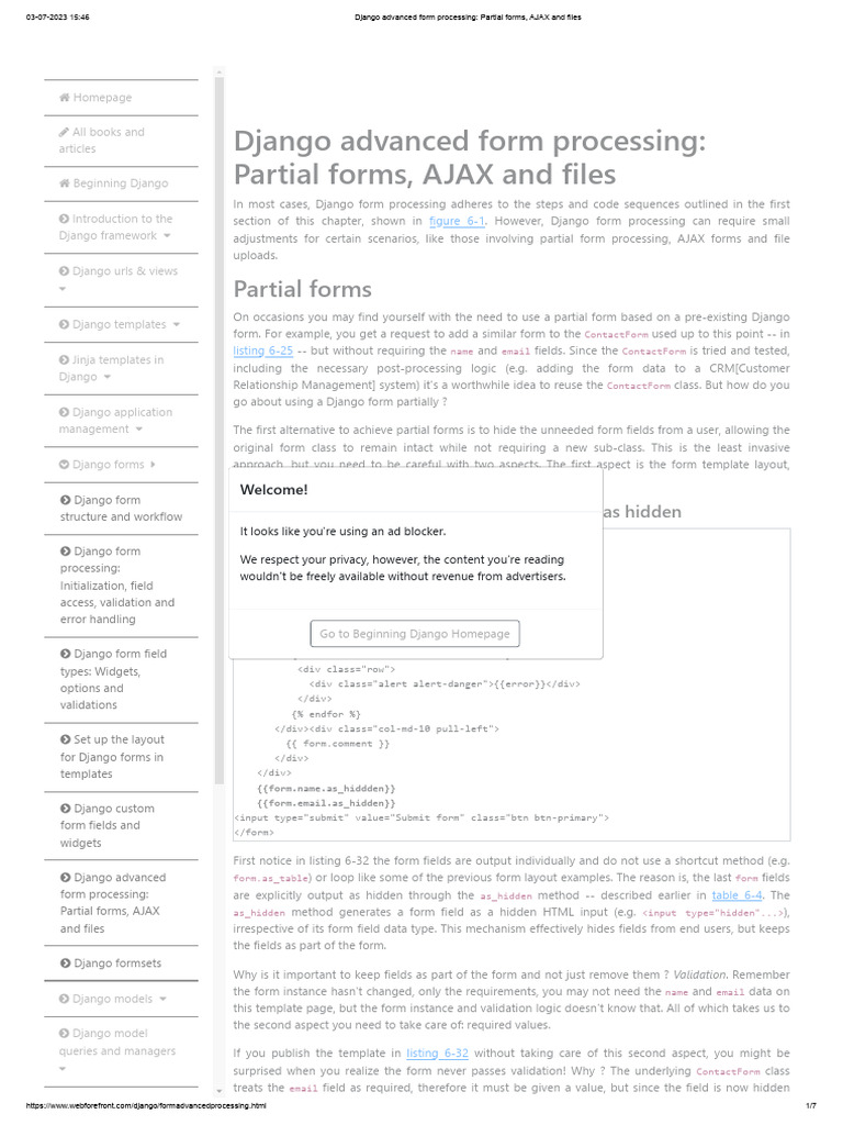 Django Form Processing Guide | PDF | World Wide Web | Internet & Web