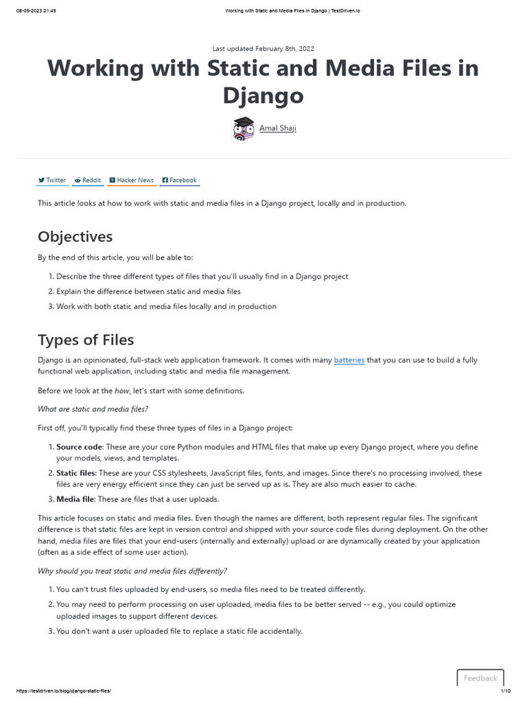 Working With Static and Media Files in Django - TestDriven - Io | PDF ...
