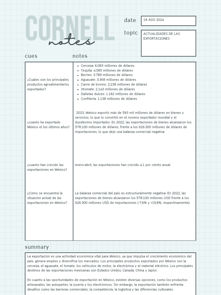 Cornell Note-Taking Digital and Printable Worksheet in Soft Blue ...