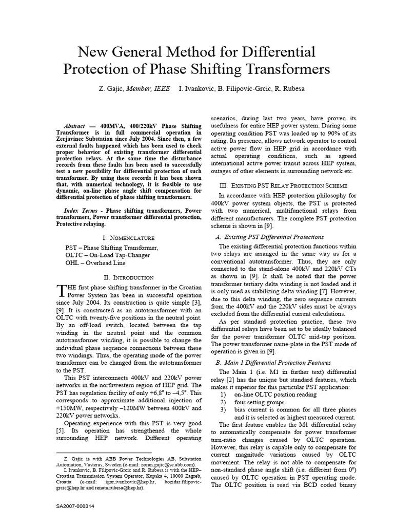 RET670 New General Method For Differential Protection of Phase Shifting ...