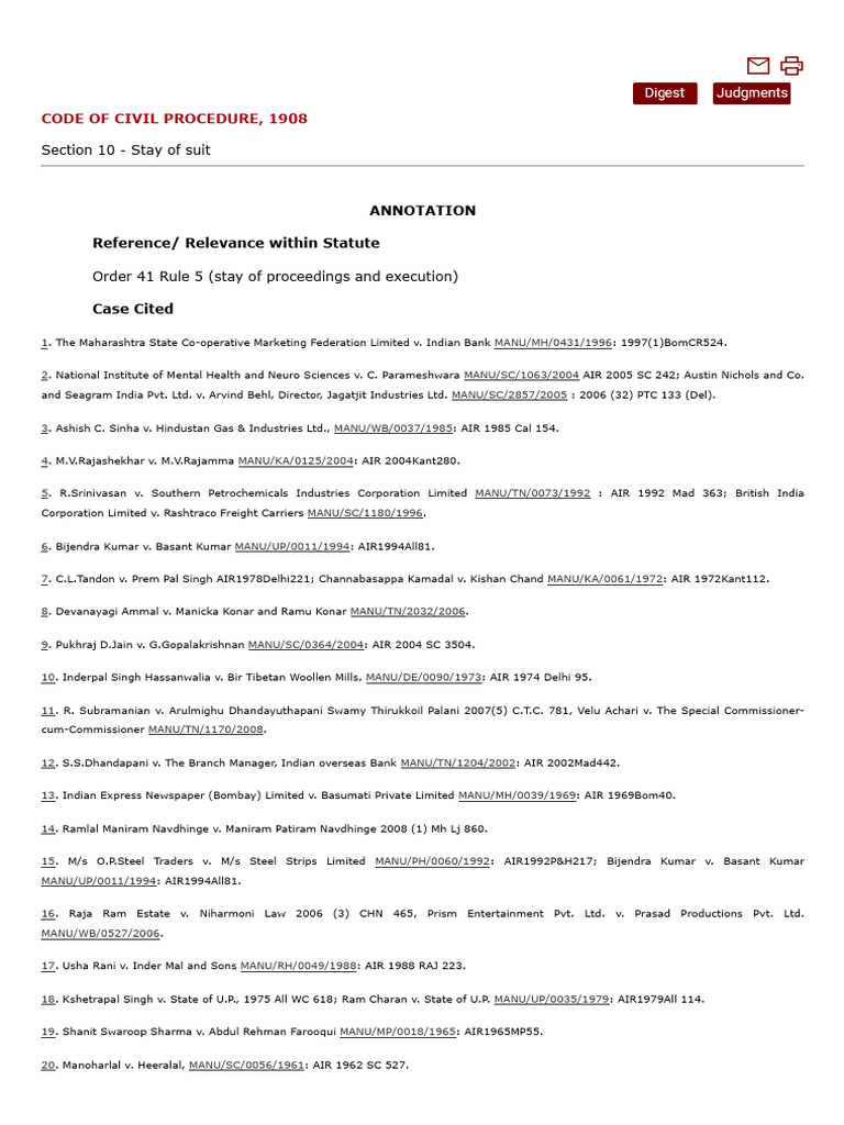 Commentary On Section 10 CPC | PDF | Lawsuit | Summary Judgment