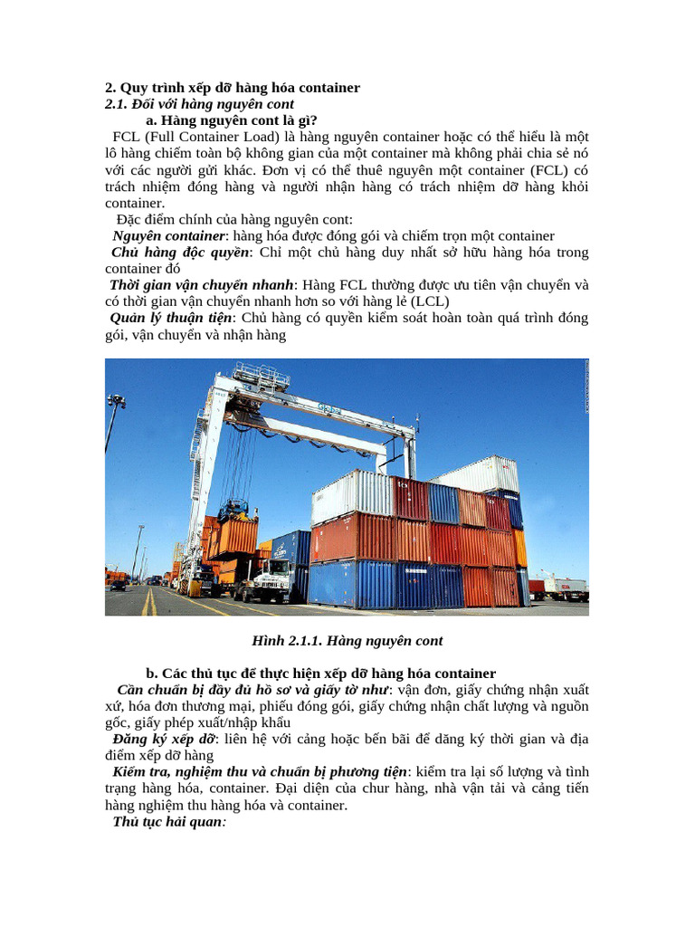 Quy trình xếp dỡ hàng hóa container | PDF