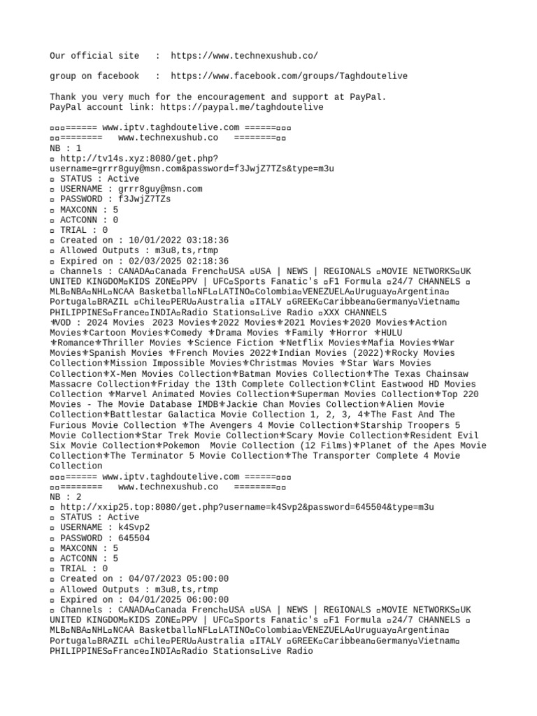 Xtream Iptv M3u 22-10-2024 | PDF