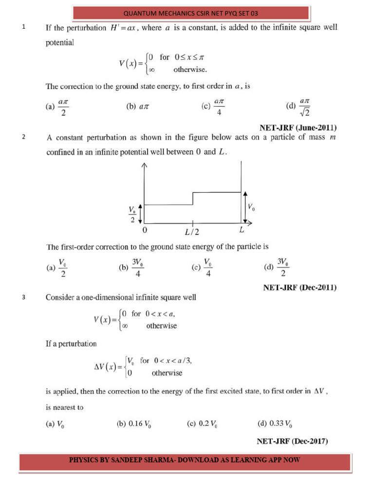 Quantum PYQ CSIR NET SET 03 | PDF