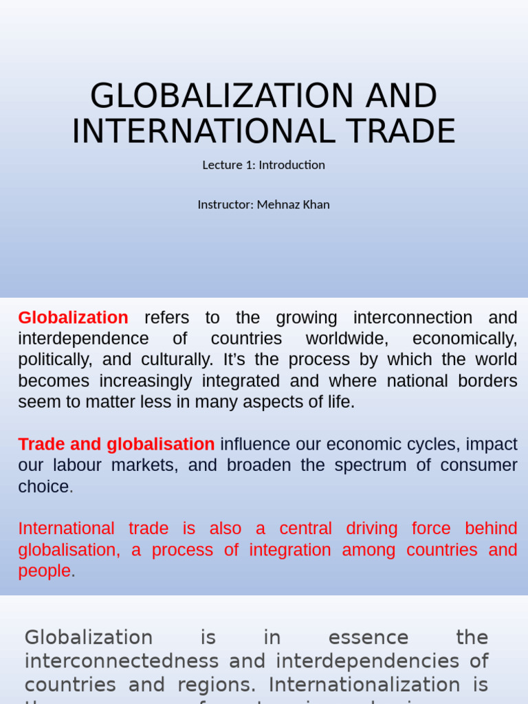 Lecture 1 Pdf Globalization Market Economics