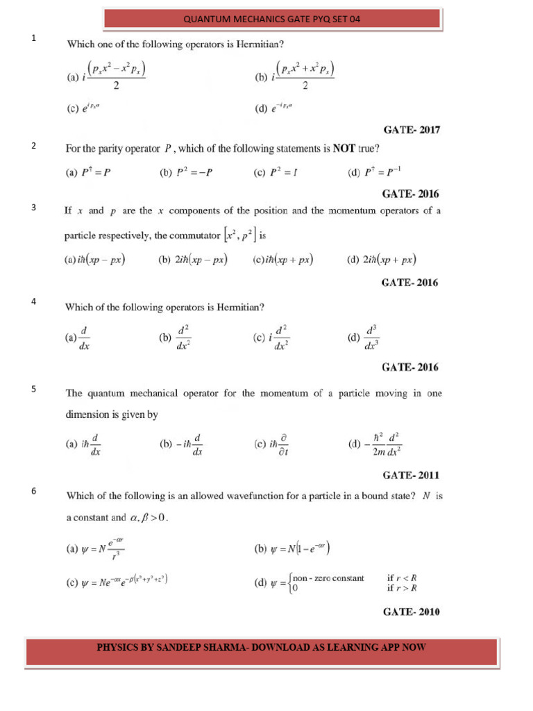 Quantum GATE PYQ SET 04 | PDF