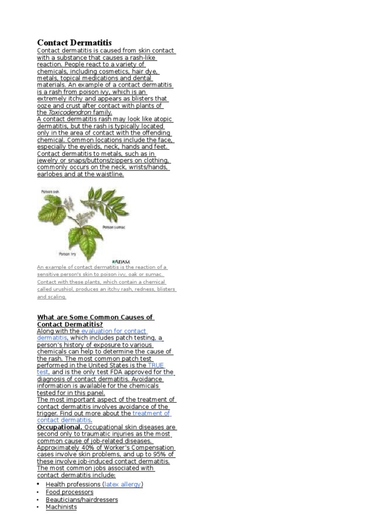 Understanding Contact Dermatitis Causes | PDF | Dermatology | Medical ...
