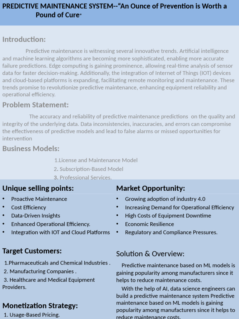 Predictive Maintenance System Overview | PDF