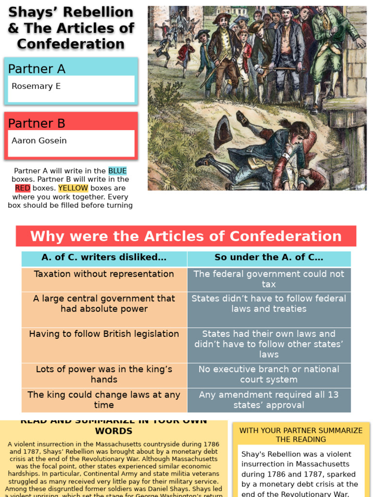 The Articles of Confederation & Shays' Rebellion-1 | PDF | Government ...