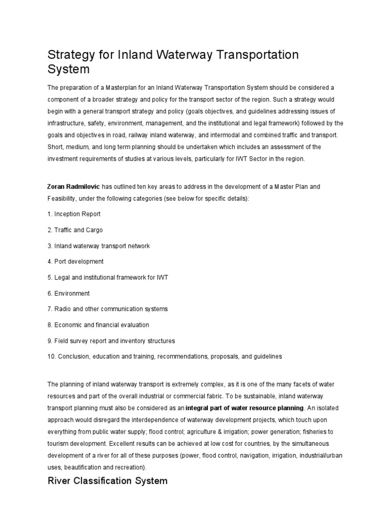 Strategy For Inland Waterway Transportation System | PDF | Transport ...