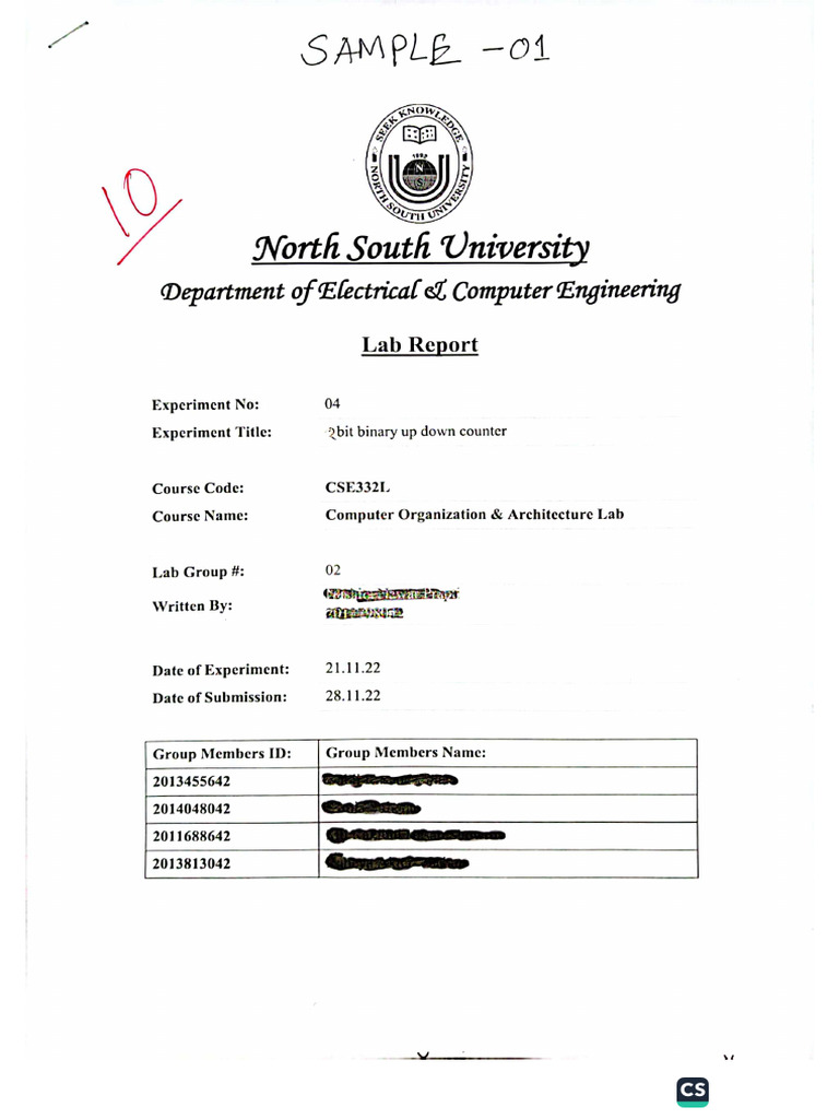 Lab Report (Sample 1) | PDF