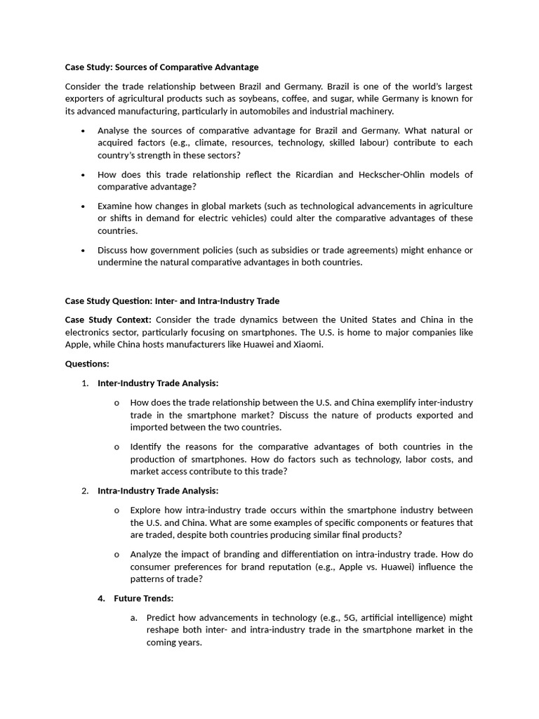 Case Study on lecture 4.ques sources of comparative advantage | PDF | Comparative Advantage ...