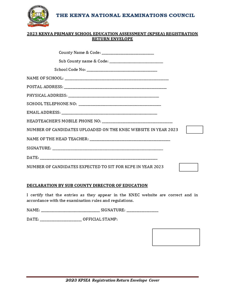 2022 KPSEA Return Envelope KPSEA1 | PDF