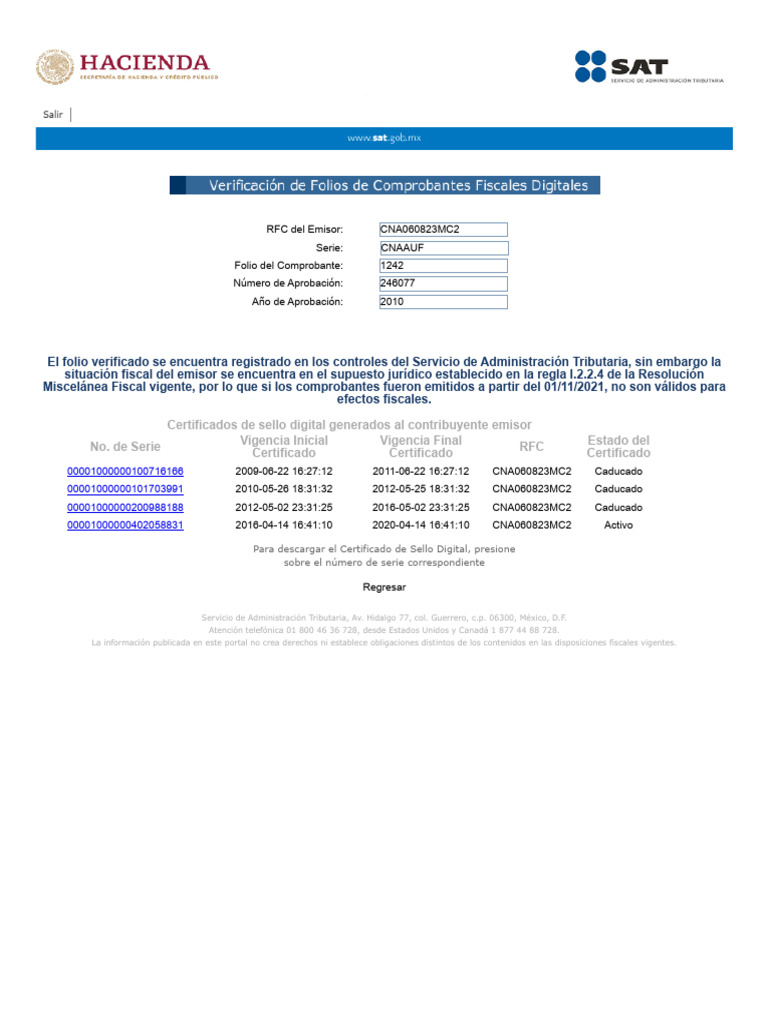 Comprobantes Fiscales y Certificados SAT | PDF | Gobierno