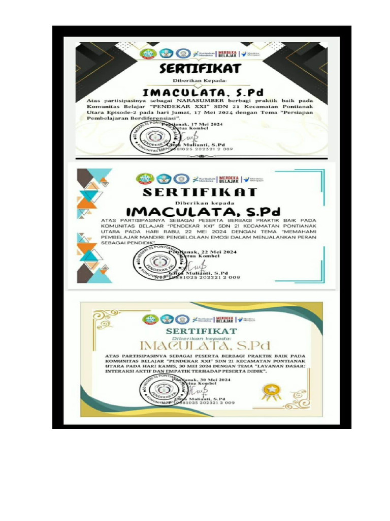 sertifikat Ima culata | PDF