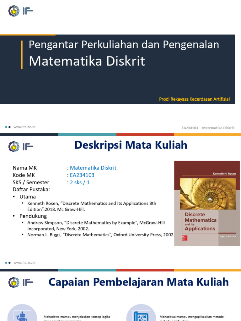 Pengantar Perkuliahan Dan Pengenalan Matematika Diskrit | PDF