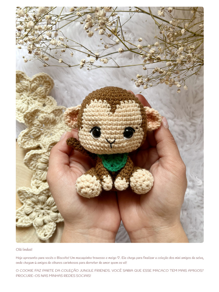 mini macaco amigurumi | PDF | Crochê