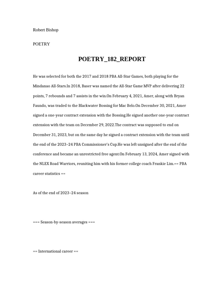 Poetry 182 Report | PDF