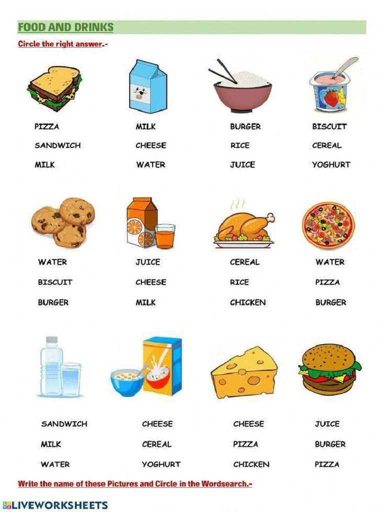 Foods wordsheet | PDF