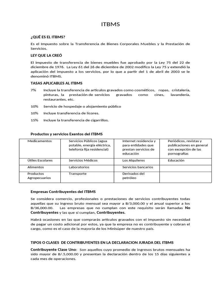 Tema ITBMS | PDF | Tarjeta de débito | Contabilidad