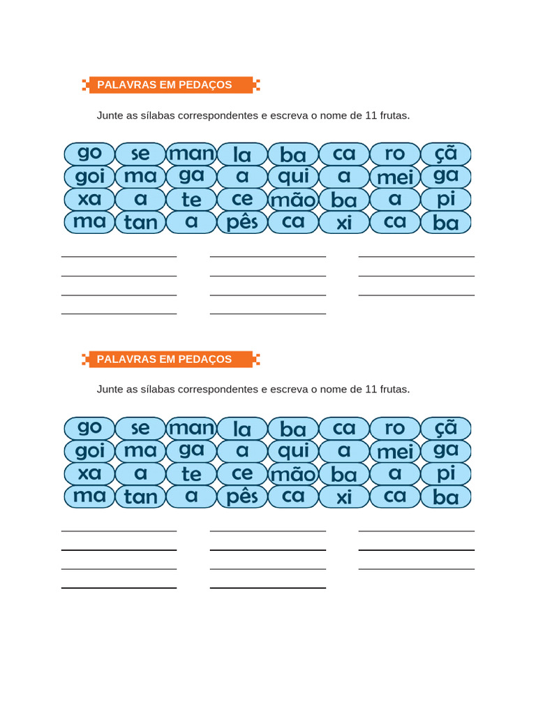 Silabas Frutas | PDF