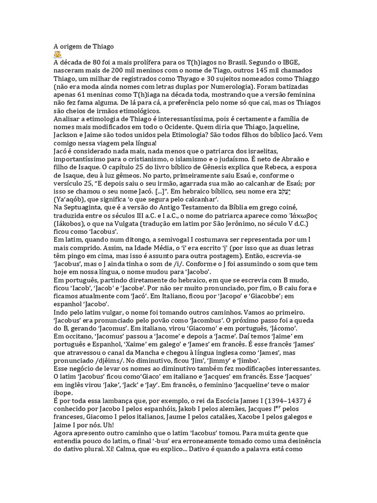 A Origem de Thiago | PDF | Jacó | Isaac