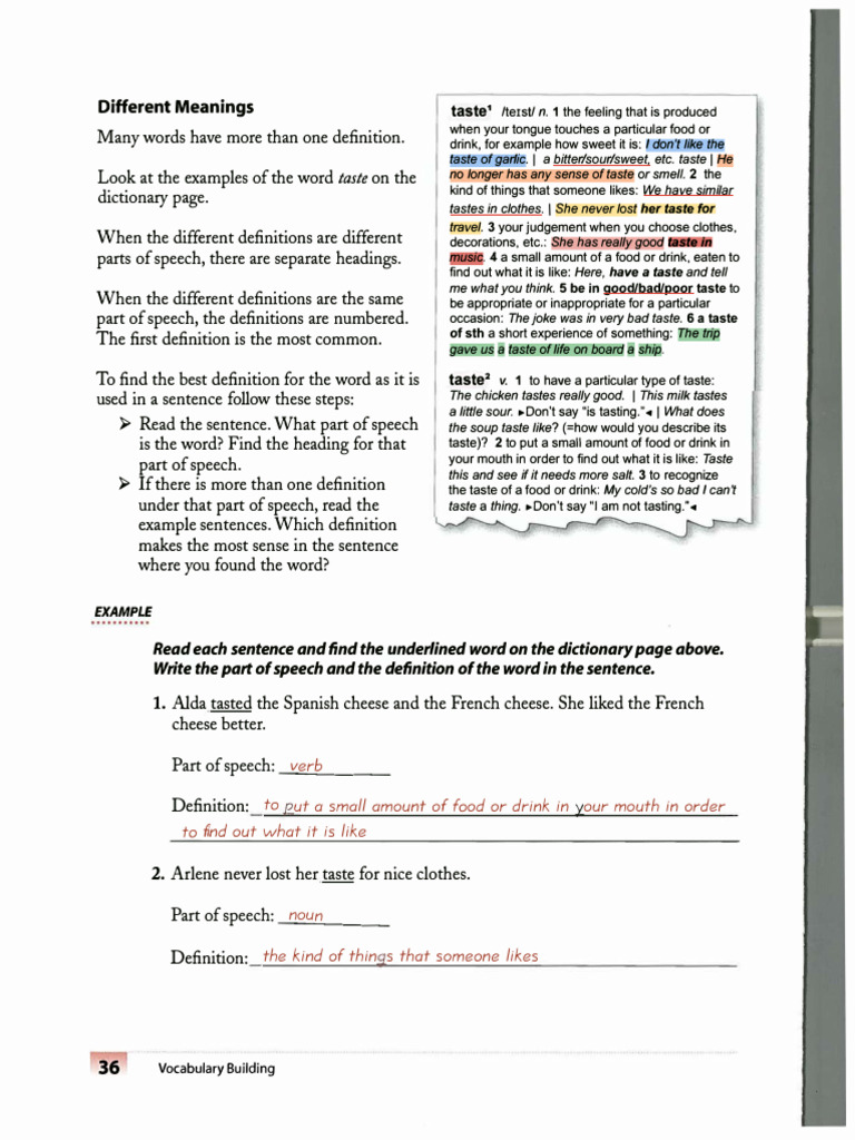 Understanding Word Definitions and Usage | PDF | Subject (Grammar) | Taste