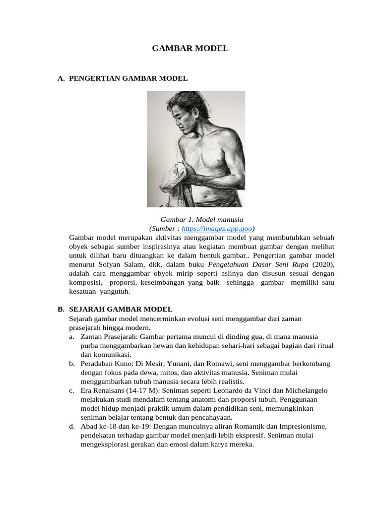 Sejarah dan Teknik Gambar Model Seni | PDF