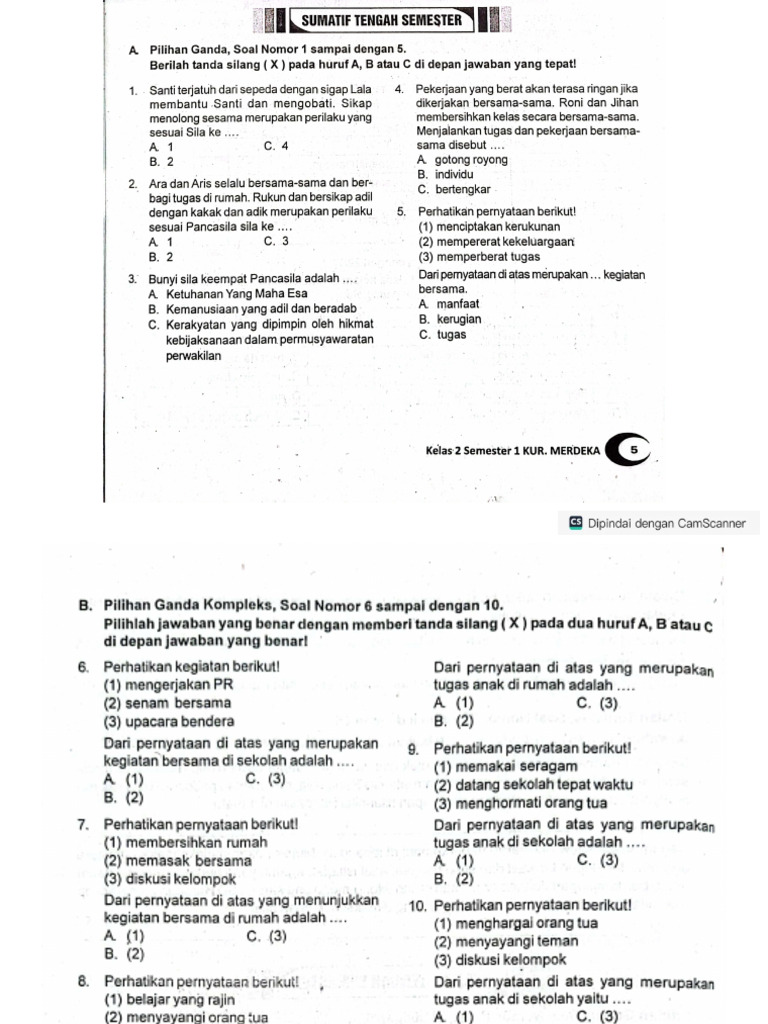 Latihan Soal Sts1 Pend - Pancasila | PDF