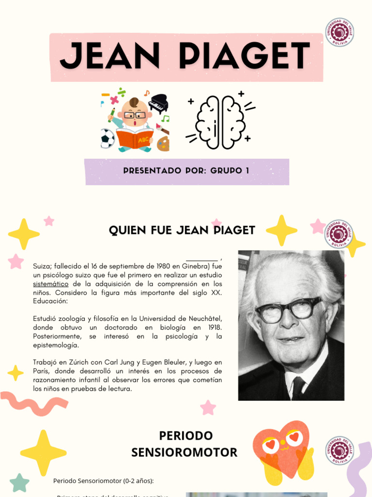 Jean Piaget - Presentación | PDF | Pensamiento | Sicología