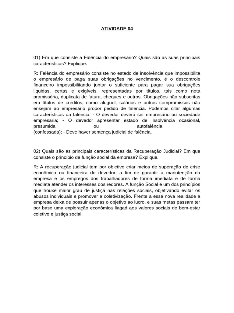 Ativ 4 Direito Empresarial | PDF