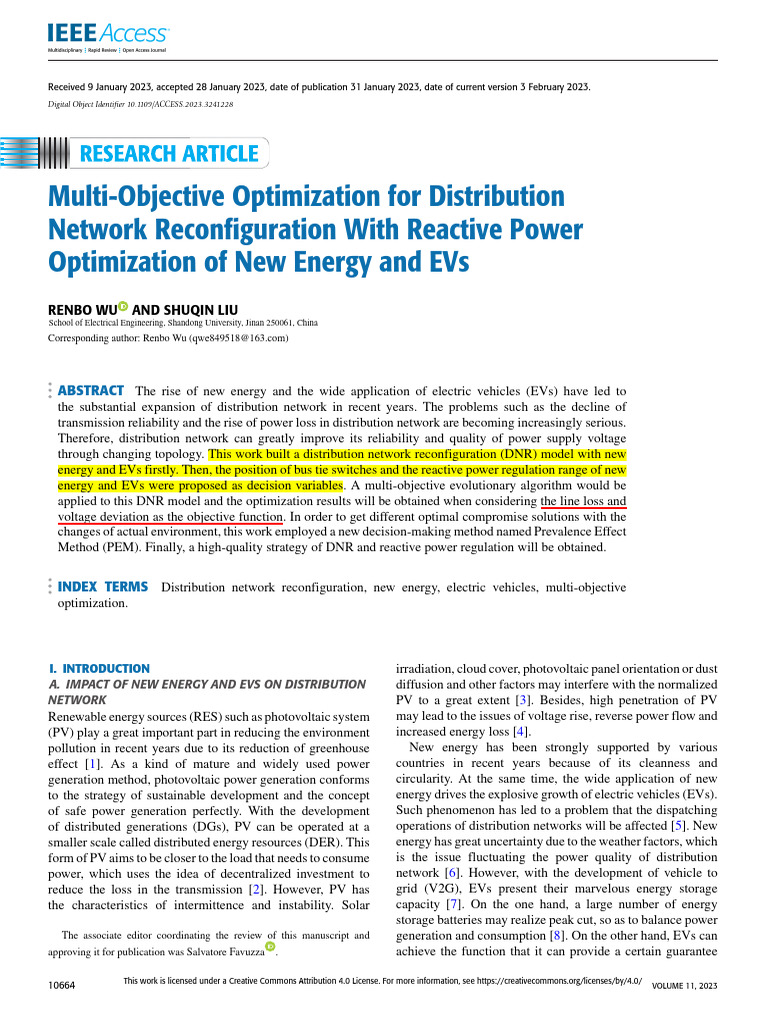 Multi-Objective Optimization For Distribution Network Reconfiguration With Reactive Power ...