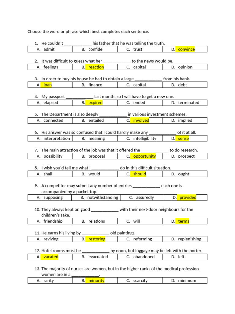 Grammar Worksheet #1 (Answer Key) | PDF