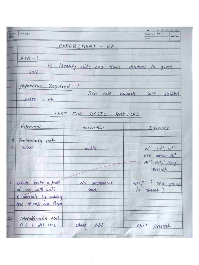 Chemistry Experiment 7 | PDF