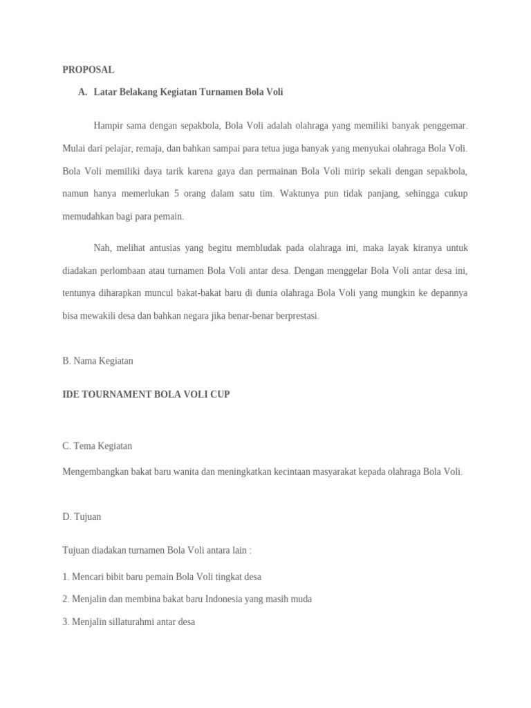 Proposal IDE TOURNAMENT BOLA VOLY | PDF