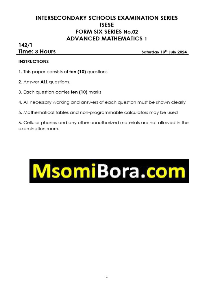 ADV MATHS 1 - Solved Exam - JULY 2024 (No2) | PDF | Triangle | Standard Deviation