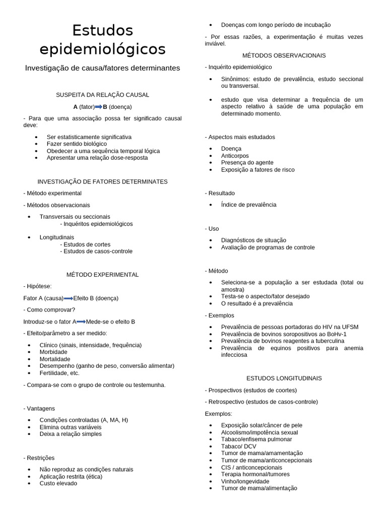 Métodos em Estudos Epidemiológicos | PDF | Epidemiologia ...