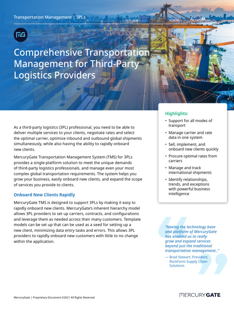 MercuryGate Brochure Transportation Management 3PL | PDF | Logistics ...