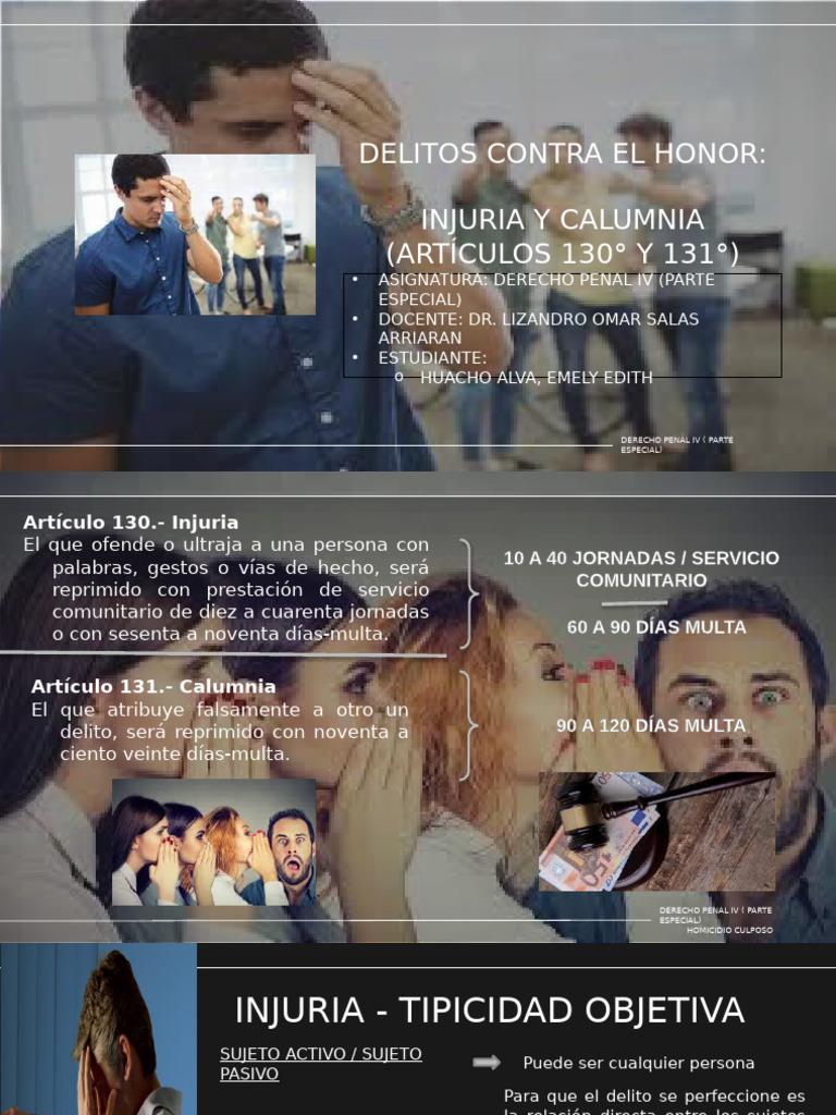 Injuria y Calumnia - Art. 130 y 131° | PDF | Difamación | Homicidio