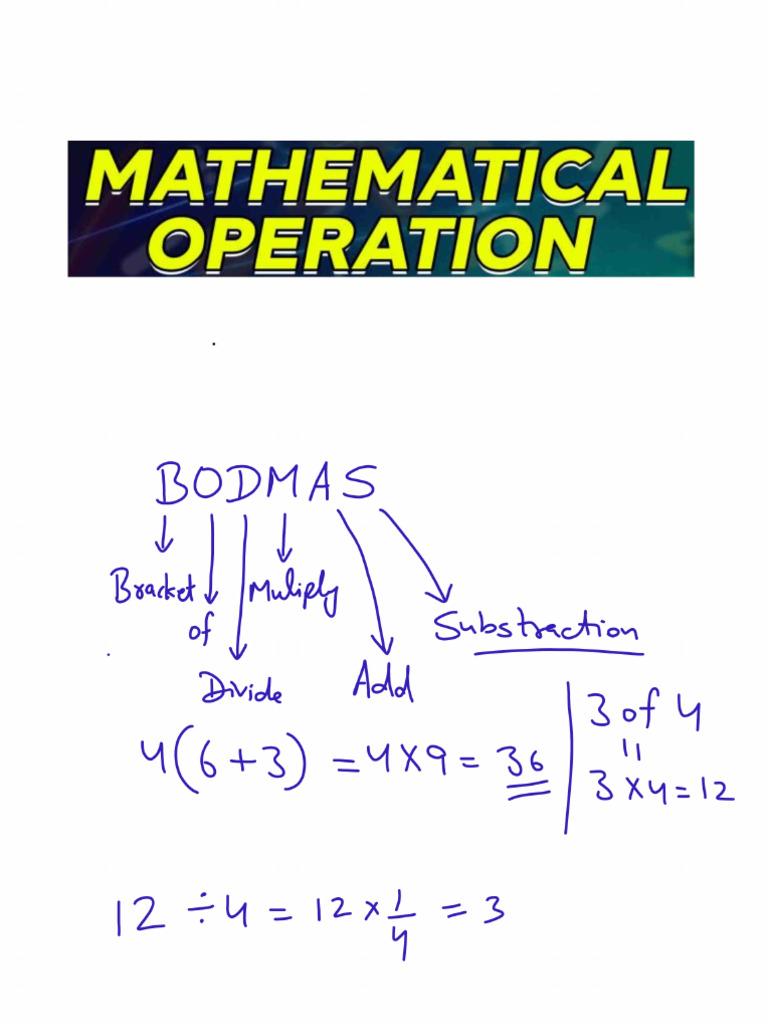 208) Mathematical Operation Part 1 and 2 (CLASS NOTES) | PDF