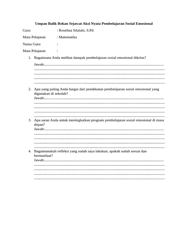 Umpan Balik Rekan Sejawat Modul 2 | PDF