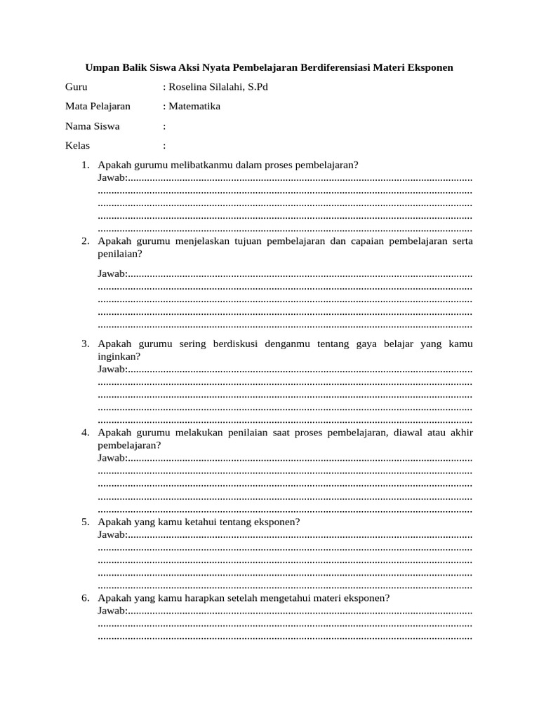 Umpan Balik Siswa Modul 1 | PDF