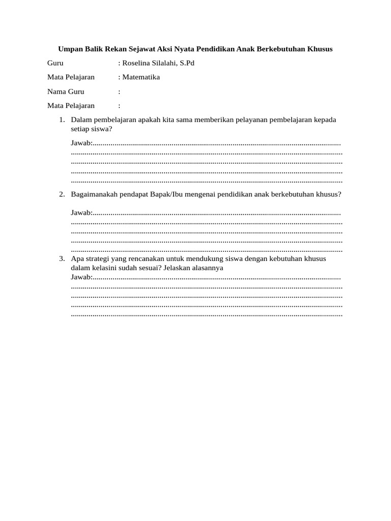 Umpan Balik Rekan Sejawat Modul 3 | PDF